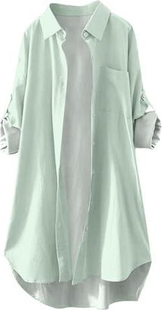 Generic Chemise Femmes Coton Lin Chic Et Elegant D&eacute;contract&eacute;e Chemisiers Et Blouses &Eacute;t&eacute; Manche Longue Col V L&acirc;che Top L&eacute;ger Respirant Tunic &Agrave; La Mode Coton Et