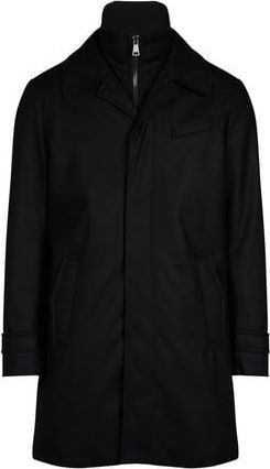 Norwegian Wool Manteau droit col montant en laine m&eacute;lang&eacute;e