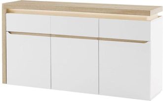 Vente-Unique Vente-unique - Buffet 3 portes et 3 tiroirs avec LEDs en mdf - Blanc laqué et Naturel - vademosa