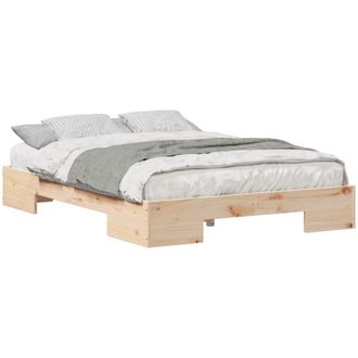 vidaXL Bodenbettgestell mit Speicher Braun Massivholz Kiefer Vidaxl