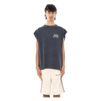 Palm Angels Homme, Tops, Noir, Taille: 2XL Palm Leaf Distressed Tank