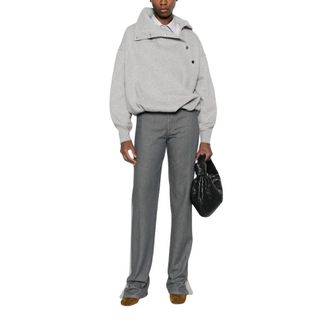 Sportmax Asymmetrischer Sweatshirt mit hohem Kragen - - Sweatshirts & Hoodies - Damen - Grau - XS