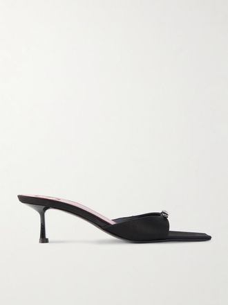 Saint Laurent Mules En Satin À Cristaux Daisy 50 - Noir