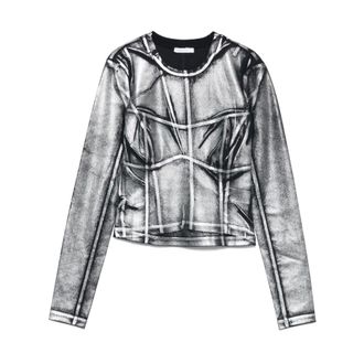 Patrizia Pepe Femme, Tops, Multicolore, Taille: 40 FR Crop Top en jersey m&eacute;tallis&eacute;