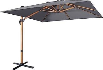 Alice's Garden Parasol d&eacute;port&eacute; carr&eacute; 3x3m haut de gamme - Falgos - Gris- Parasol excentr&eacute; inclinable. rabattable et rotatif &agrave; 360&deg;