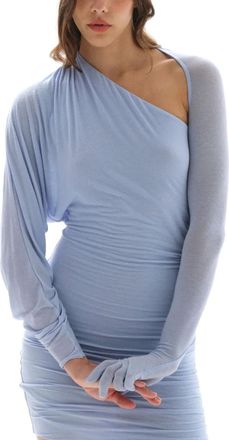 Manurí robe courte froncée Noki à une épaule - Bleu