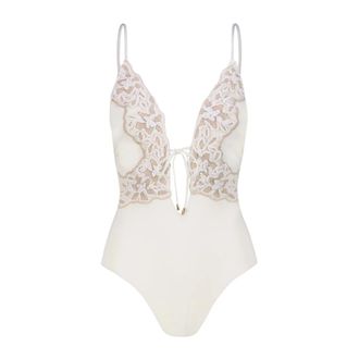 Miss Bikini Intero Passamaneria Romantica - - Swimwear - Damen - Wei&szlig; - M