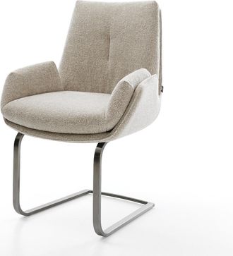 DELIFE Freischwinger Clea-Flex Webstoff Soft Beige Freischwinger flach Graphit, Esszimmerst&uuml;hle