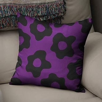 Bonamaison Le Jardin du Lin Kissen Zierkissenbezug Kissenbezug, Lila & Schwarz Dekoration, Für Zuhause Autos Büro Sofa Wohnzimmer Couch Schlafzimmer Dekor, 50x50