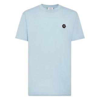 Philipp Plein Homme, Tops, Bleu, Taille: 3XL T-Shirt Col Rond T&ecirc;te de Mort