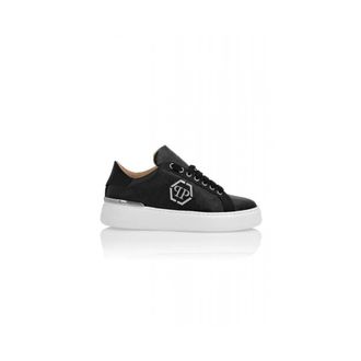 Philipp Plein Nappa Leder Lo-Top Sneakers Monogram - - Shoes - Herren - Schwarzk - 38 EU