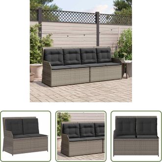 vidaXL Poly-Rattan - Gartenbank Grau Poly-Rattan