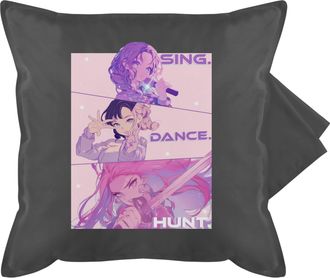 Shirtracer Kissenbezug - Anime Kissen - Sing. Dance. Hunt. - Kostüm K-Pop Merch - 50 x 50 cm - Grau - k pop Demon Hunter Pillow case kpop Hunters