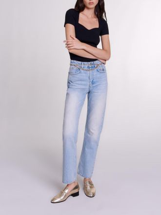Maje Gerade Jeans Mit Schmuckg&uuml;rtel - Blau - Gr&ouml;&szlig;e 32 - Maje