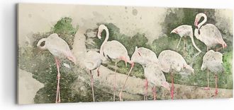 Arttor Wandbilder Dekoration Wohnzimmer Flamingo Vogel Wasser Panorama Bilder auf Leinwand 120x50cm Leinwandbild Schlafzimmer Küche Wand Kunstdruck Art Groß 