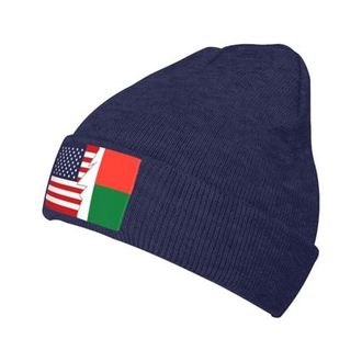 Generic Coupe-Vent Bonnet dhiver Tricot&eacute;, Drapeau de Madagascar et de lAm&eacute;rique, Chaud Beanie Tricot&eacute;, Tricoter Chapeau pour Femme, Adultes, Ski
