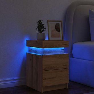 vidaXL Table de chevet avec led ch&ecirc;ne artisanal bois ding&eacute;nierie Vidaxl
