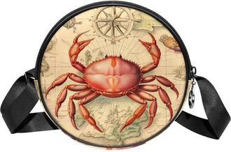 Generic Sac &agrave; bandouli&egrave;re rond rond pour femme, petit sac &agrave; bandouli&egrave;re en forme de crabe avec fermeture &eacute;clair et bretelles r&eacute;glables