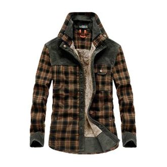 Generic Surchemise en Flanelle for Homme, doubl&eacute;e Polaire, &agrave; Carreaux, Manches Longues, boutonn&eacute;e, id&eacute;ale for lautomne et lhiver, Chaude et d&eacute;contract&eacute;e(Light