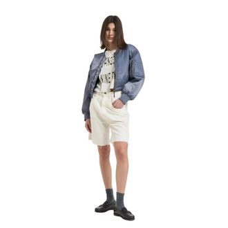 Anine Bing Femme, Vestes, Bleu, Taille: 38 FR Cropped Leon Bomber