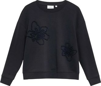 Comma Sweatshirt mit Blumen-Applikation - - Sweatshirts & Hoodies - Damen - Blau - M