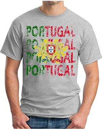 OM3 Portugal - T-shirt Lisboa Coupe du monde de football Maillot de supporters de sport Taille S &agrave; 5XL, Gris m&eacute;lang&eacute;, M