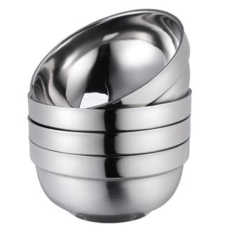 Cabilock 4Pcs 12Cm Edelstahlschalen Doppelschicht Salat Isoliert Bruchsichere Sch&uuml;ssel f&uuml;r Kleinkinder