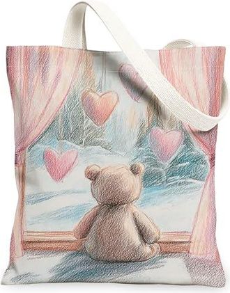 Generic Sacs fourre-tout en toile avec motif artistique vintage dhiver, sacs &agrave; provisions r&eacute;utilisables, bandouli&egrave;re lavable l&eacute;g&egrave;re Ca, p&ecirc;che, 13x15 Inch