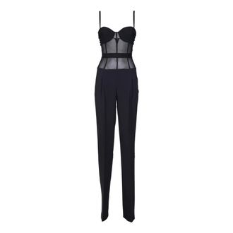 Elisabetta Franchi Femme, Combinaisons et Ensembles, Noir, Taille: 40 FR Robe Noire avec Insert en Tulle