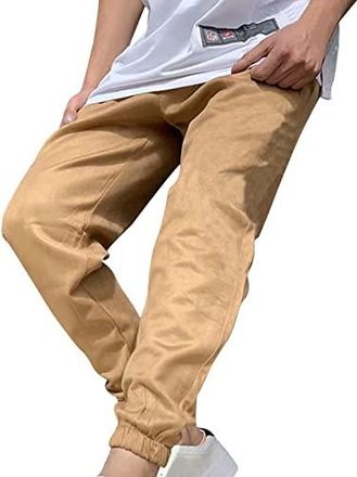 Generic Pantalon cargo pour homme, pantalon de jogging &agrave; taille &eacute;lastique, pantalon de surv&ecirc;tement d&eacute;contract&eacute; long et l&eacute;ger, kaki, L