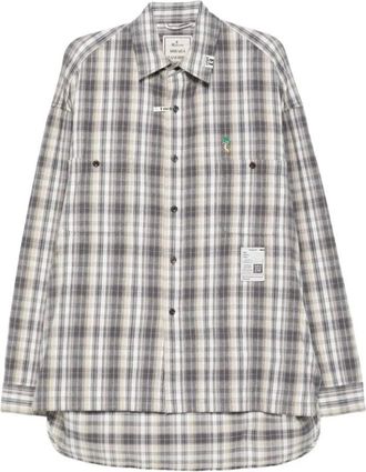 Miharayasuhiro Mihara Yasuhiro - Chemise &agrave; carreaux avec &eacute;cusson logo - Homme - Chemises - Gris - Taille: M