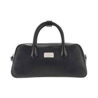 Emporio Armani Sac bowling moyen en cuir nappa - Femme - Sacs - Noir - Taille: ONE Size
