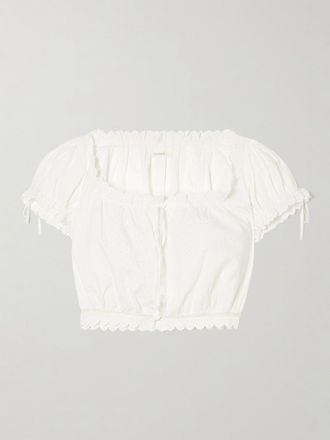 Dôen Haut En Coton Biologique À Broderie Anglaise Nera - Blanc