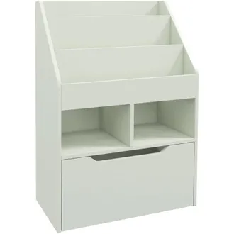 HOMCOM Homcom - Biblioth&egrave;que &eacute;tag&egrave;re multi-rangement 3 &eacute;tag&egrave;res 2 niches grand tiroir mdf vert clair