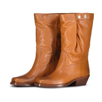 Isabel Marant Leder-Biker-Stiefel mit Knopfdetail - - Shoes - Damen - Braun - 41 EU