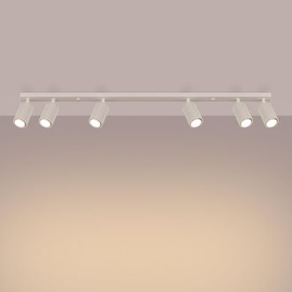 Sollux Lighting Deckenlampe Deckenleuchte Deckenstrahler Aluminium LED-Glühbirne 3000K warmes Weiß Licht 6 Flammig 117 x 6,5 x 16,5 cm GLOOW Beige