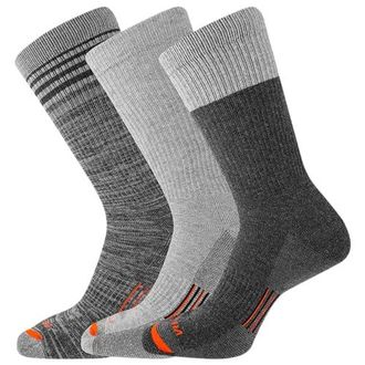 Merrell Merino Wool Work Crew Socks 3-Pair Multicolor MD-LG (US Mens 10-13)