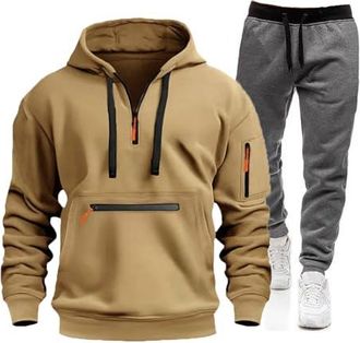 Generic Survetement Homme Ensemble Sweat &Agrave; Capuche Et Pantalon V&ecirc;tement De Sport Automne Hiver Casual Tenue Sport Homme D&eacute;contract&eacute; Ensemble 2 Pi&egrave;ces Tracksui