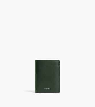 Le Tanneur Petit portefeuille vertical zipp&eacute; 2 volets Lucien en cuir grain&eacute;