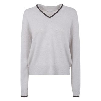 Brunello Cucinelli V-neck Strickware - - Knitwear - Damen - Beige - L