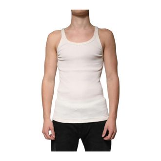 Dolce & Gabbana Klassisches Geripptes Tanktop - - Tops - Herren - Wei&szlig; - S