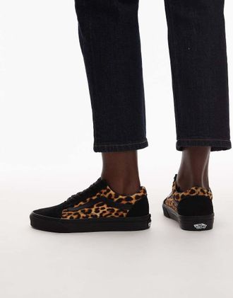 Vans Old Skool - Sneaker in Schwarz mit Leopardenmuster-Bunt