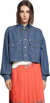 Versace Chambray Denim Crop Shirt