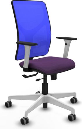 Piqueras y Crespo B&uuml;rostuhl mit wei&szlig;en und schwarzen Armlehnen, h&ouml;henverstellbare Lendenwirbelst&uuml;tze, ausgestattet mit Syncro/Traslack und Schneideschaum, Blau/Violett