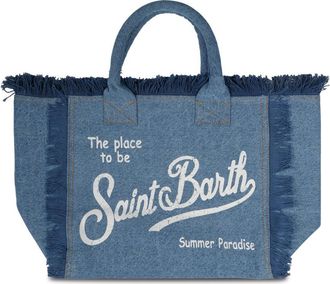 MC2 Saint Barth Womens Handbag Vanity Denim Canvas Cotton Handbags Hand Bags