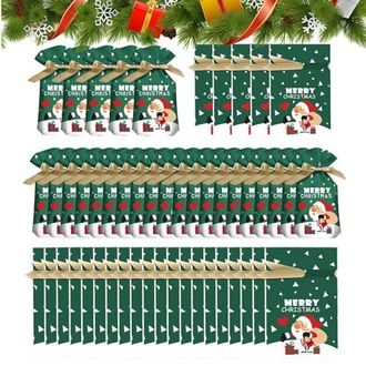 Generico Sacs de Noël avec lacets pour confiseries | 50 sacs réutilisables colorés pour fêtes de Noël et hommages, sac à bonbons et collations de Noël | pour a