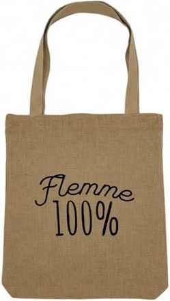 Fabulous Sac Shopping Tote Bag Aspect Lin - Flemme 100% Chill Ennui Relax Vacances - Sac de Courses Toile Epaisse 360g Beige Naturel Cabas Port&eacute; Epaule Solide 