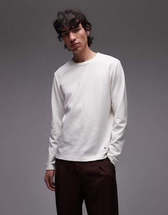 Wood Wood Double A By Wood Wood - Hendrix - Strukturiertes, lang&auml;rmliges T-Shirt in Creme-Wei&szlig;