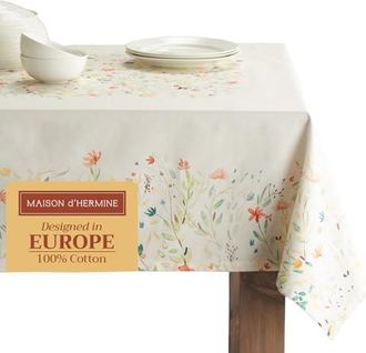 Maison d'Hermine Colmar 100% Coton Nappe pour Cuisine d&icirc;ner Table d&eacute;coration f&ecirc;te Mariage, f&ecirc;te m&egrave;res Printemps/&eacute;t&eacute; (Rectangle, 160cm x 220cm)