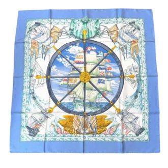 Herm&egrave;s Pre-owned Silk Scarf - Femme - Pre-owned - Bleu - Taille: ONE Size